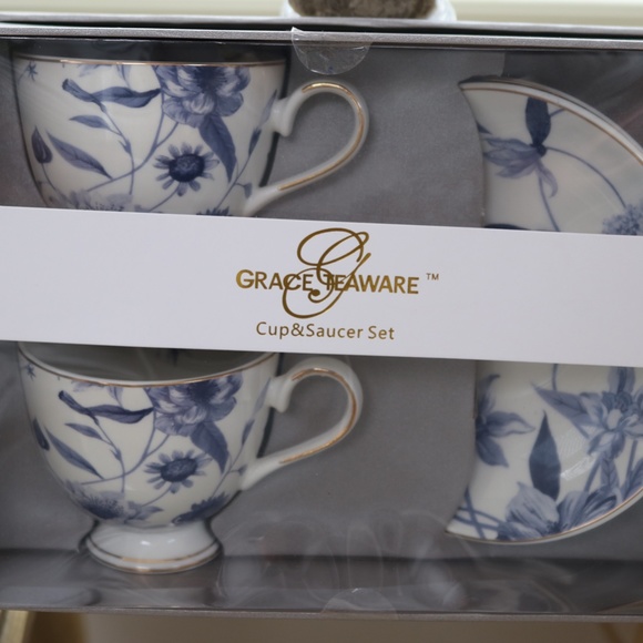 Grace Teaware | Dining | Grace Teaware Floral Bird Coffee Teacup Saucer ...